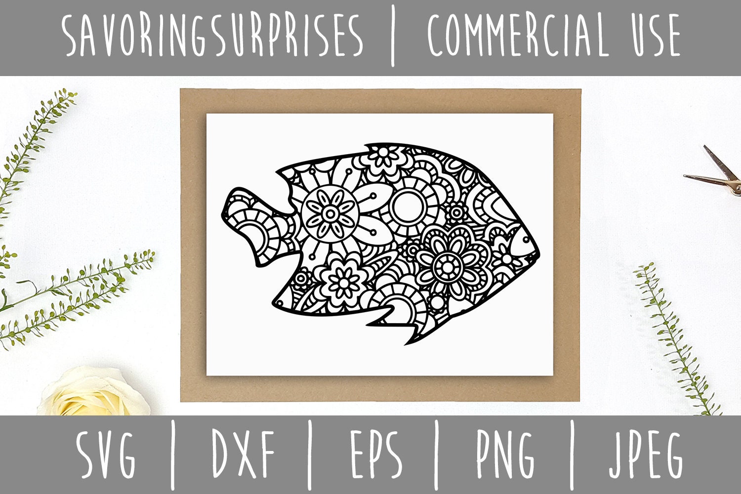 Fish Mandala Zentangle SVG Cut File (digital Download) - Etsy