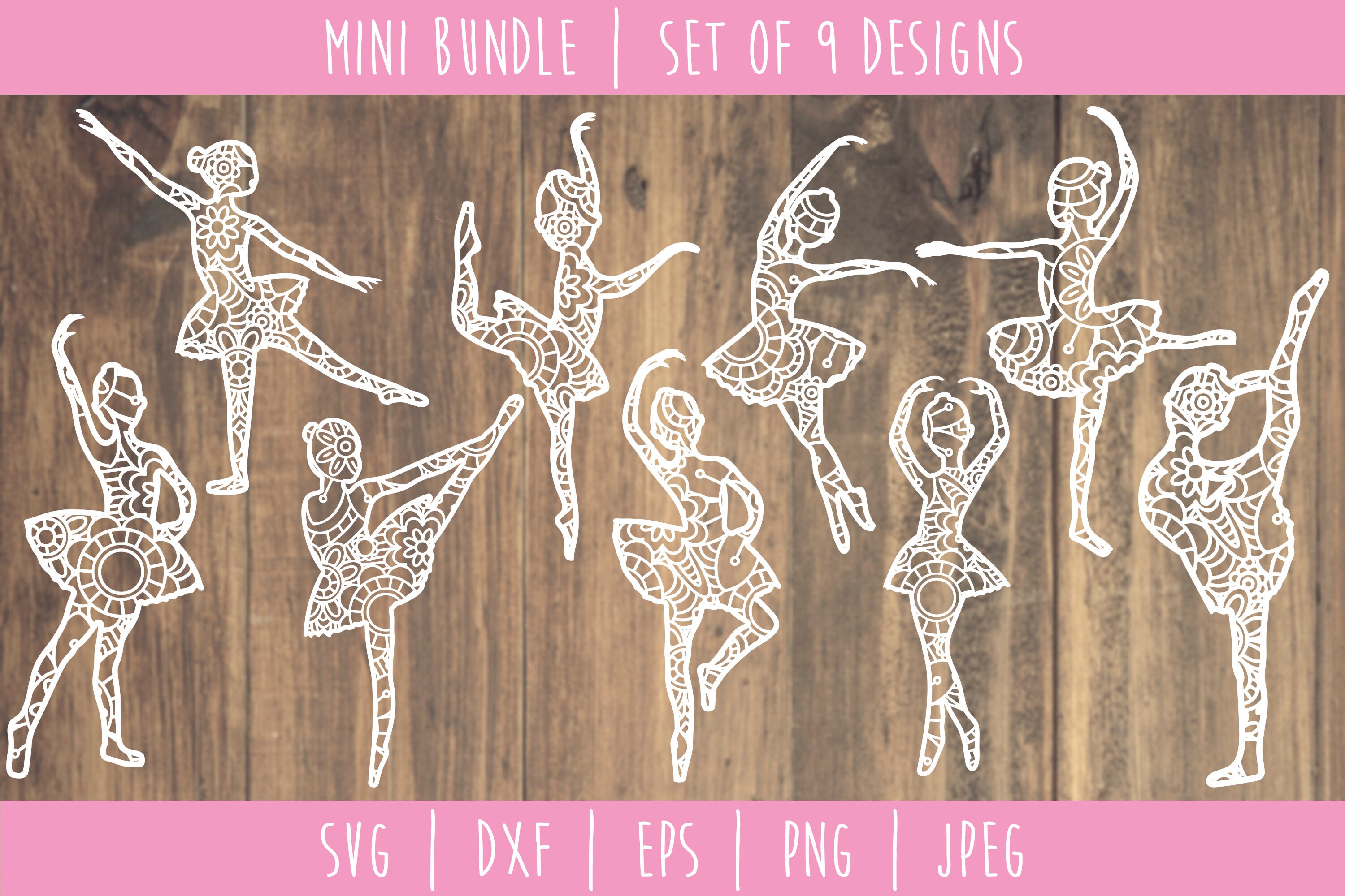 Ballerina Mandala Zentangle Bundle Set of 9 SVG / Dancer | Etsy