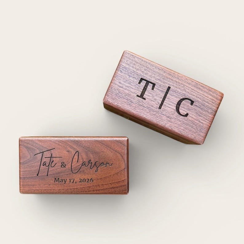 Personalized Walnut Wedding Ring Box | Engraved Couple Keepsake - Etsy ...
