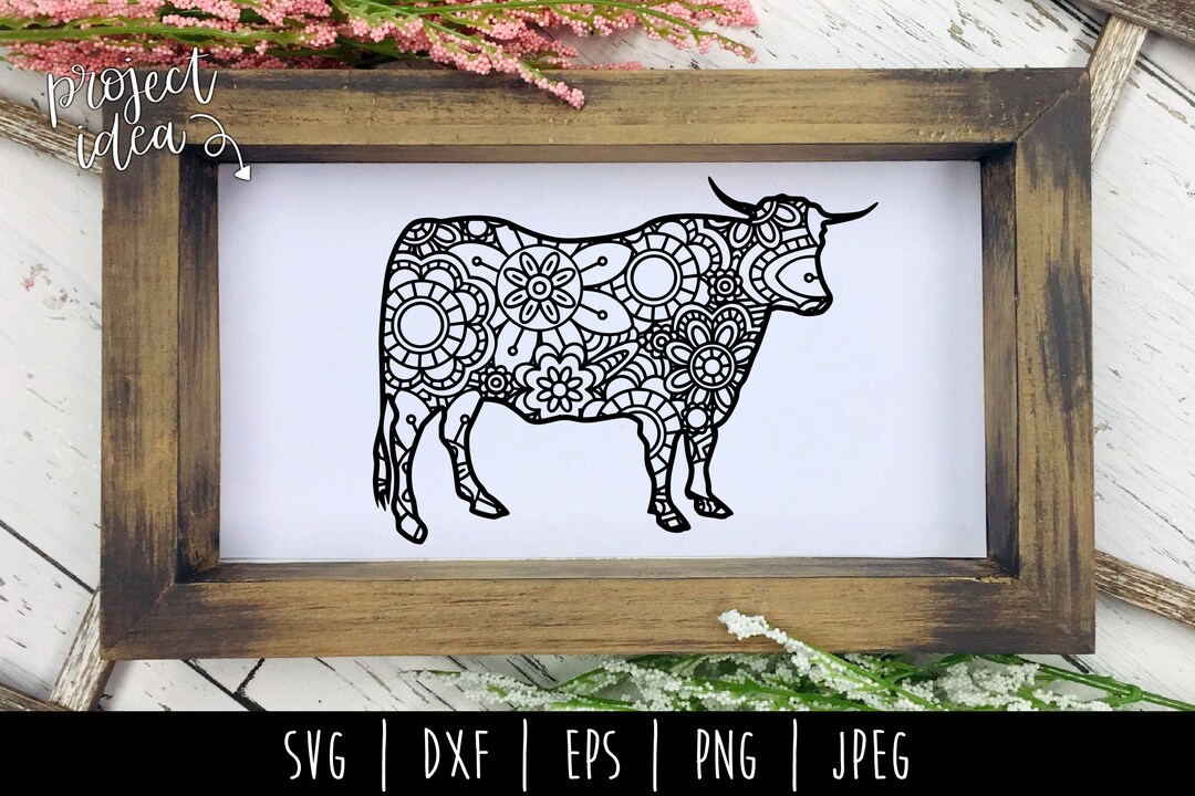 Bull Mandala Zentangle SVG / Bull Zentangle / Steer Farm Animal / Cow ...