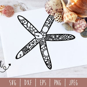 Starfish Mandala Zentangle SVG / Starfish Zentangle / Nautical Animal ...