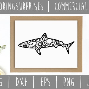 Shark Mandala Zentangle SVG / Shark Zentangle / Nautical Animal / Shark ...