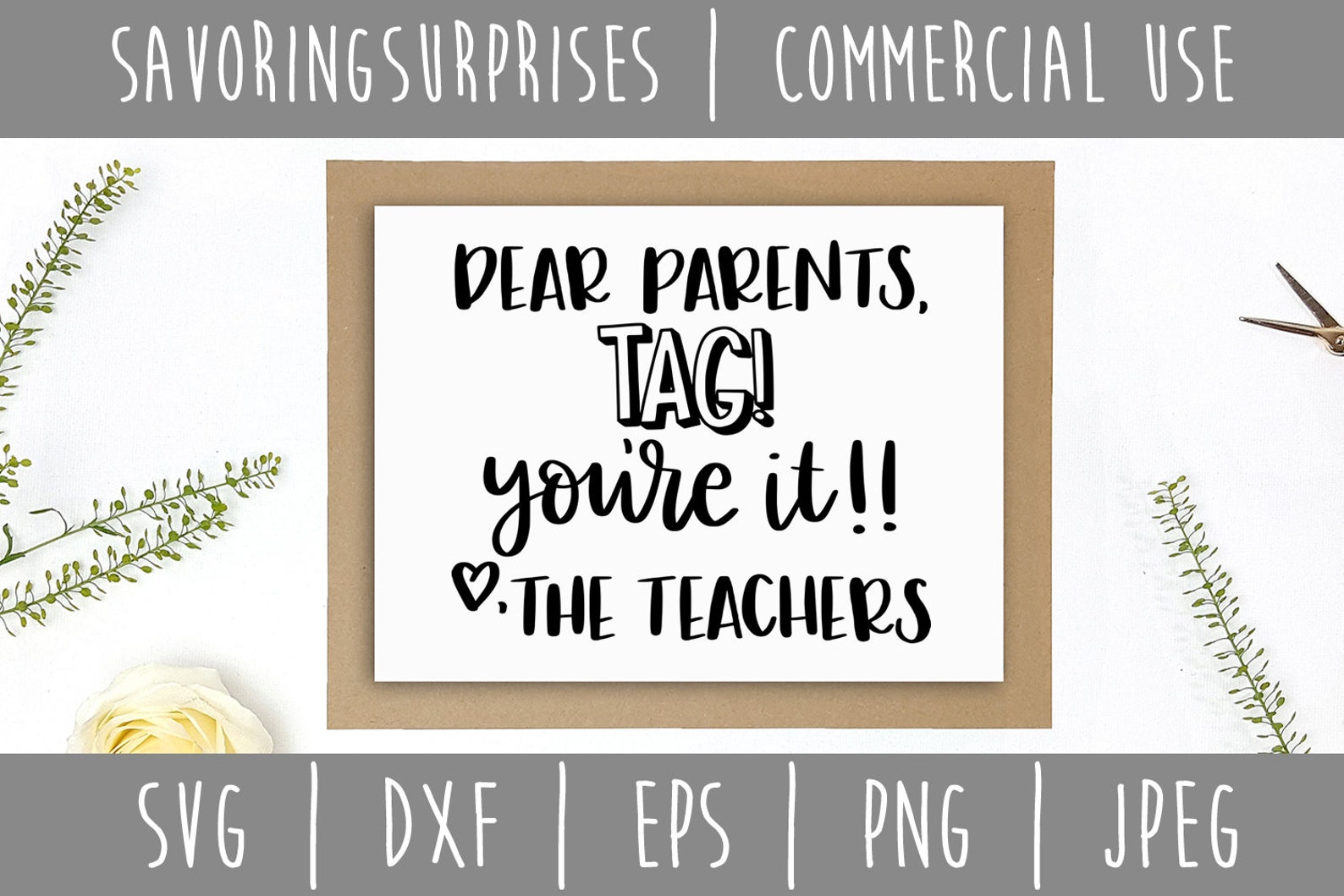 Dear Parents Tag You're It Teachers SVG Digital Download / - Etsy