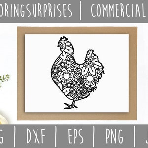 Hen Mandala Zentangle SVG / Farm Zentangle / Animal Dog Cut File ...