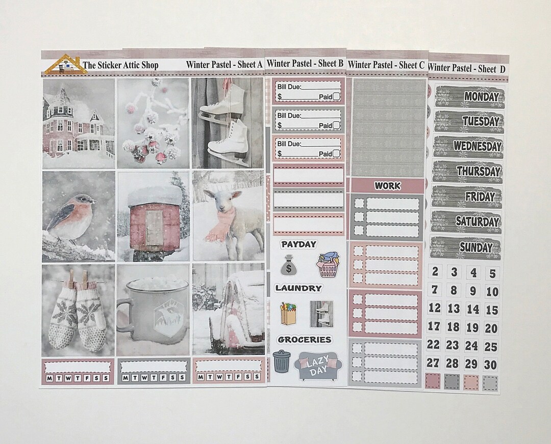 Winter Pastel Planner Sticker Kit, Weekly Winter Planner Kit, Photo ...