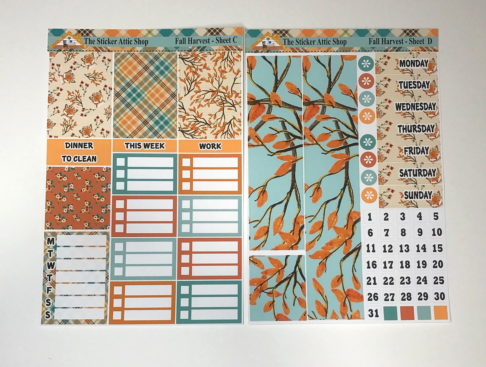 Fall Harvest Planner Sticker Kit Fall Weekly Planner Kit - Etsy