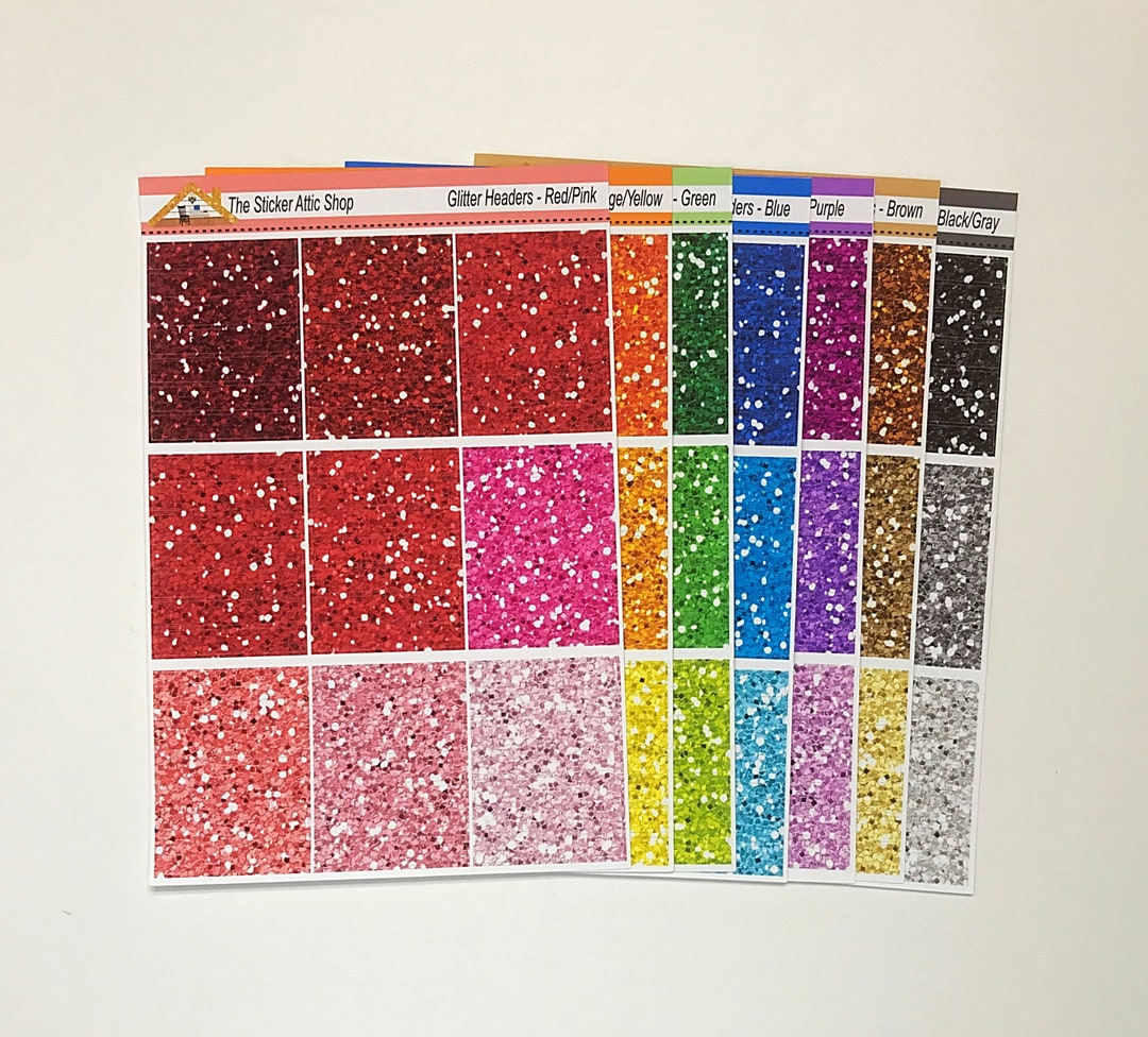 Faux Glitter Headers, Glitter Header Planner Stickers, Header Planner ...