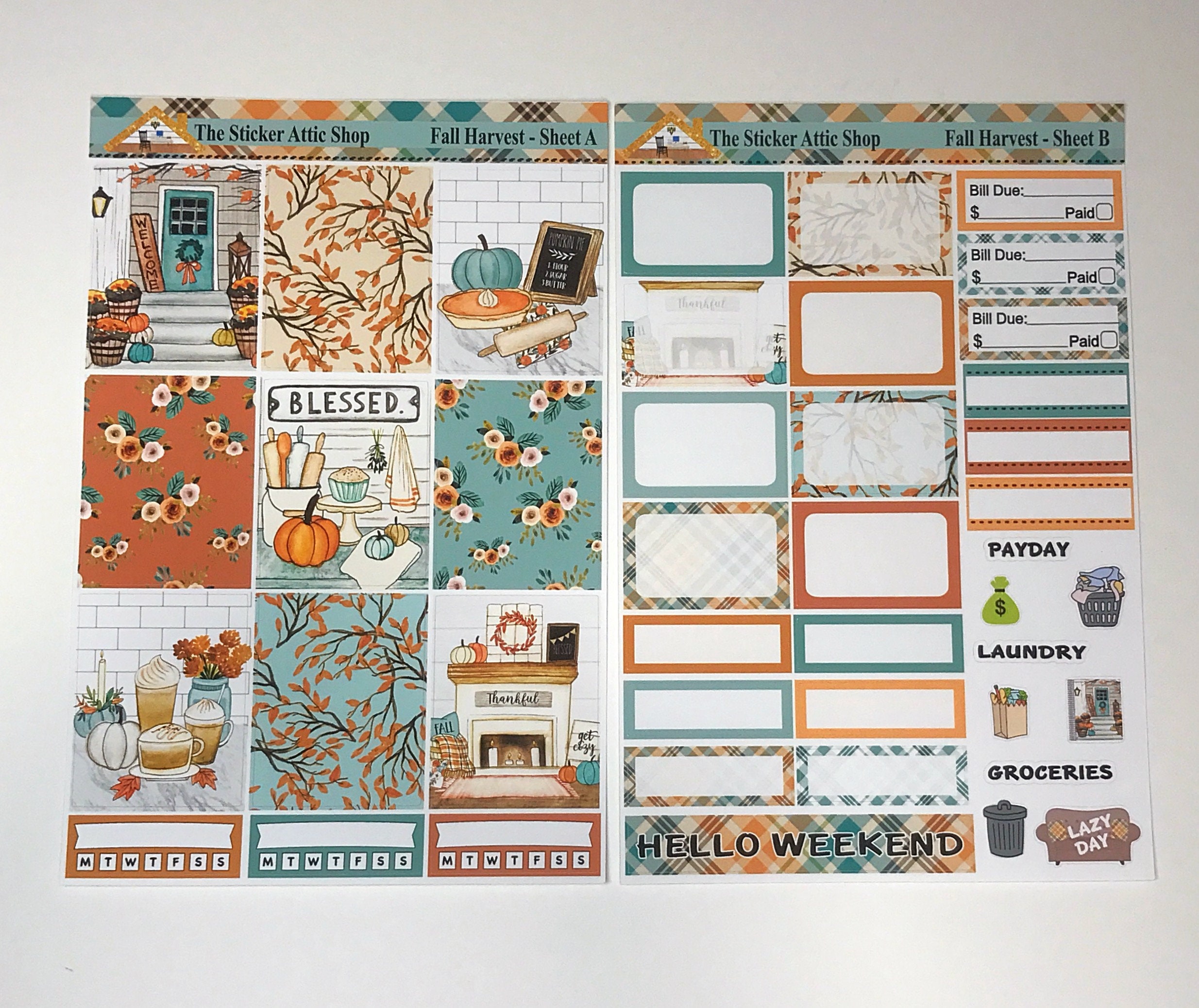 Fall Harvest Planner Sticker Kit Fall Weekly Planner Kit - Etsy