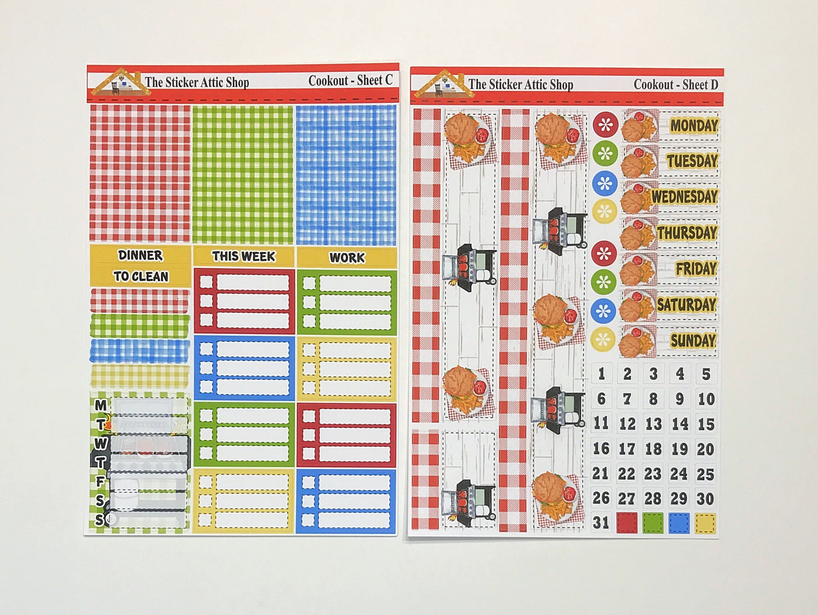 Cookout Planner Sticker Kit Summer BBQ Planner Stickers - Etsy