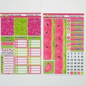 Watermelon Planner Sticker Kit Watercolor Watermelon - Etsy