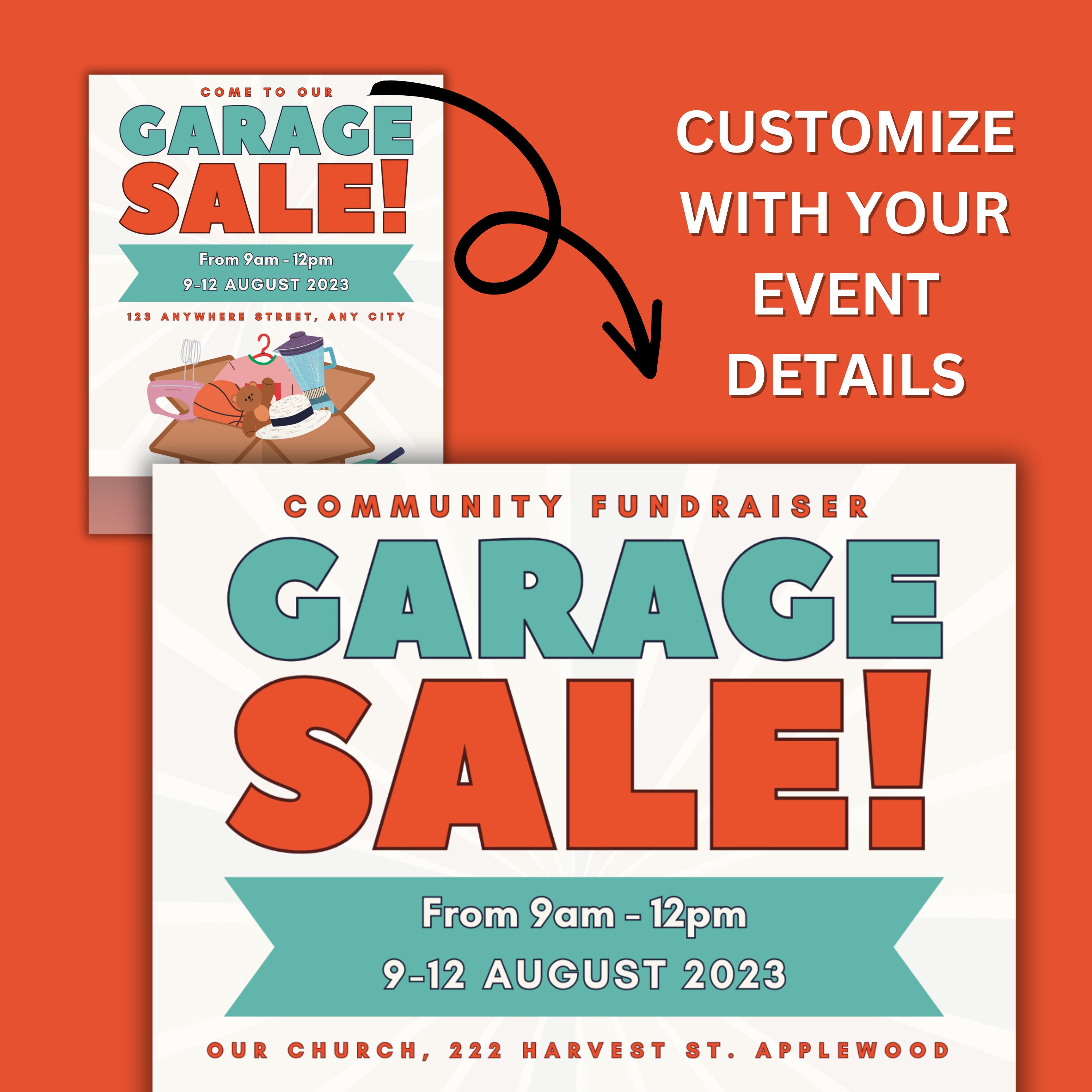 Editable Garage Sale Flyer and Social Media Template – Canva Printable ...