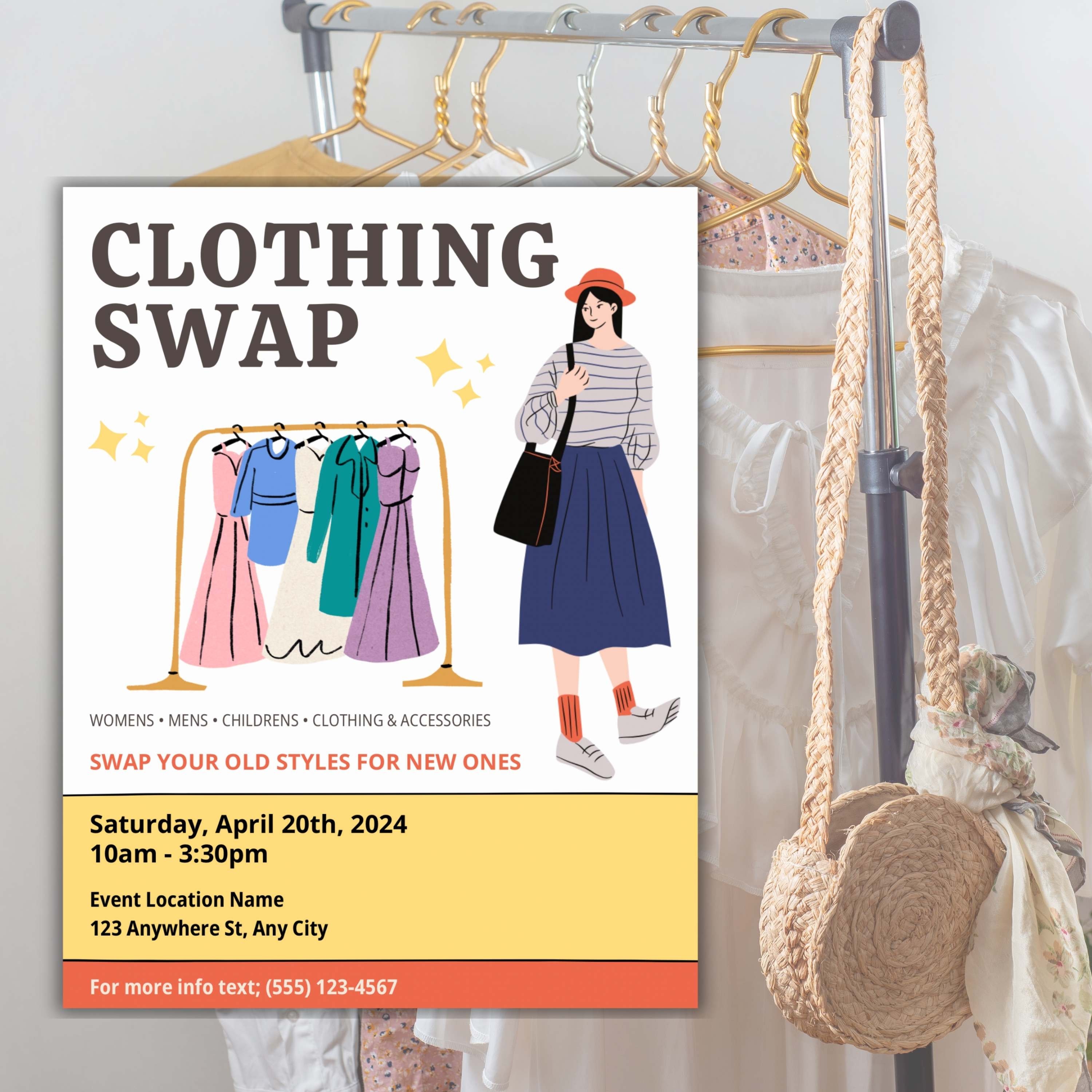 Editable Boho Clothing Swap Invite Template Bundle – Canva Flyer ...