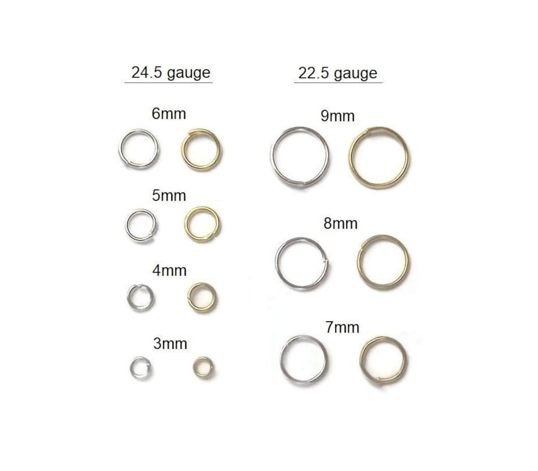 500pc Sterling Silver & Gold Plated Open Jump Rings, 22 24 Gauge/ 3 4 5 ...