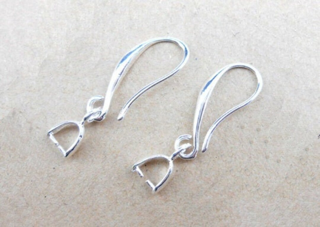 2 - 50 Pcs Sterling Silver Plated Pinch Bail Earring Hooks, Curved ...