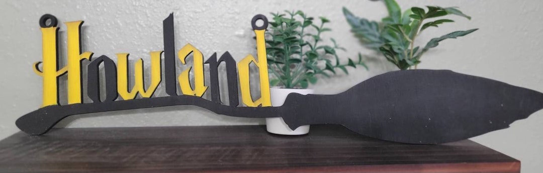 Wizard Broom House Wall or Shelf Decor House Colors Custom Name Made to ...