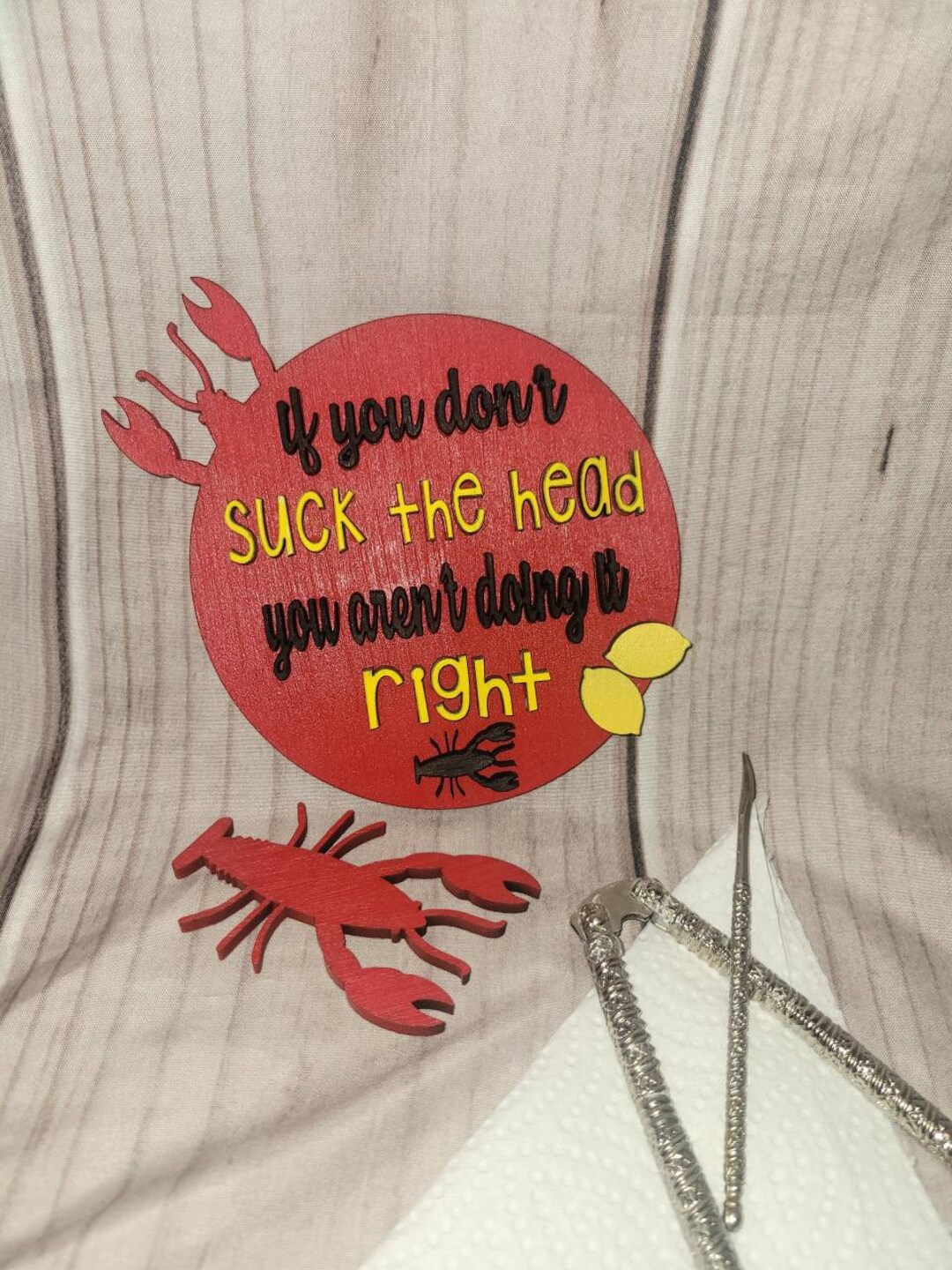 Crawfish Boil | Suck the Head | Mardi Gras | Home Decor Tier Tray Sign ...