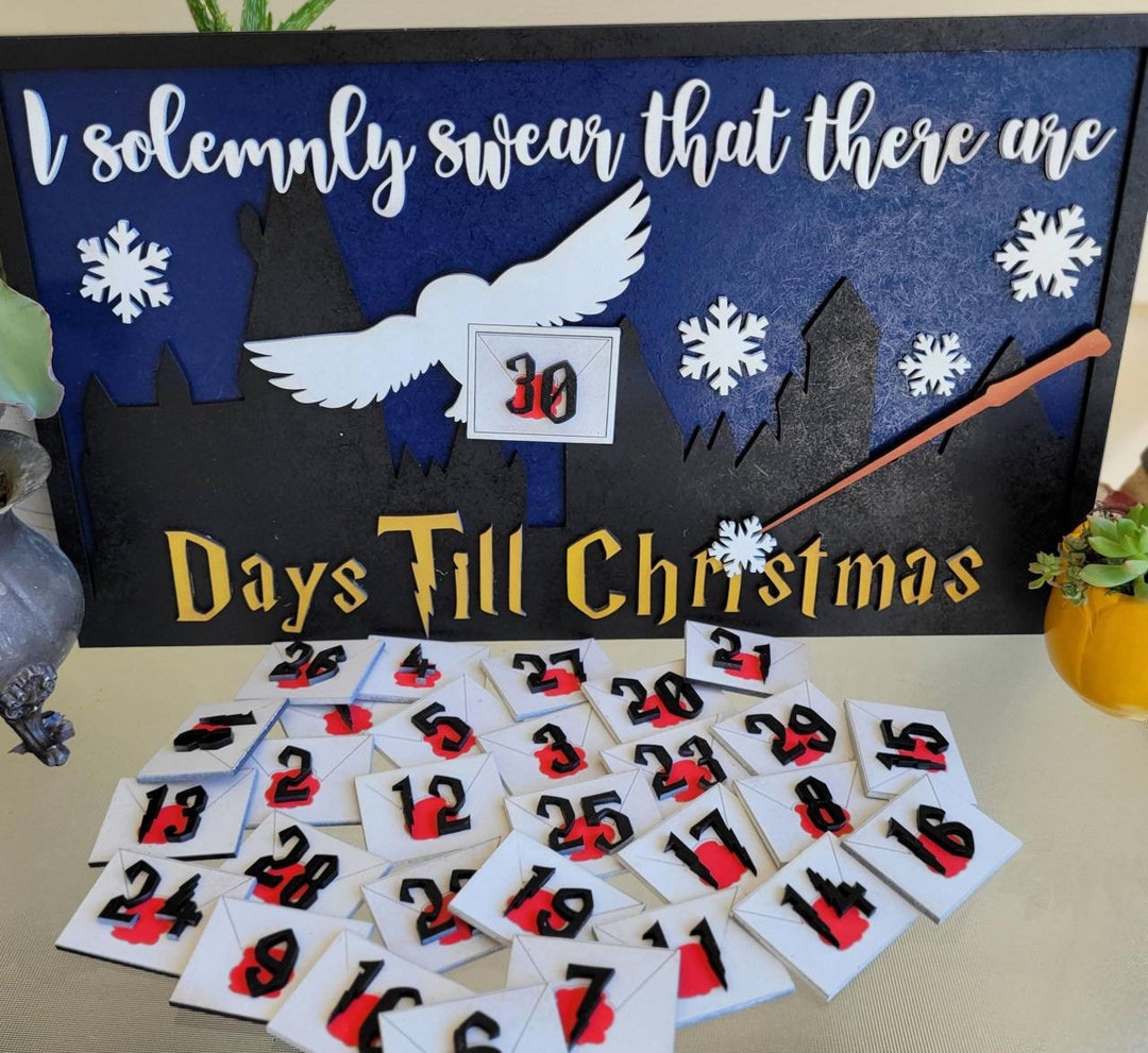 Magical Wizard Countdown to Christmas Wooden Sign | Magical Letter ...
