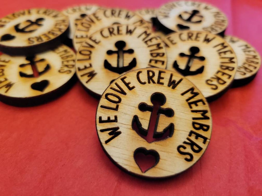 1.5" Diameter | We Love Crew Members Token Chip | Sets of 10, 15, 25 ...