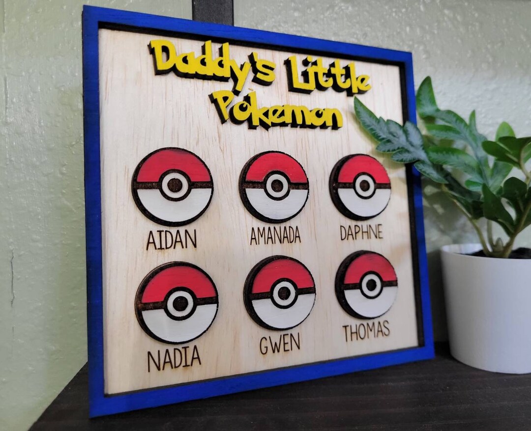 Daddy's Little Pokémon 6" X 6 Wooden Sign | Nerdy Father's Day Gift ...
