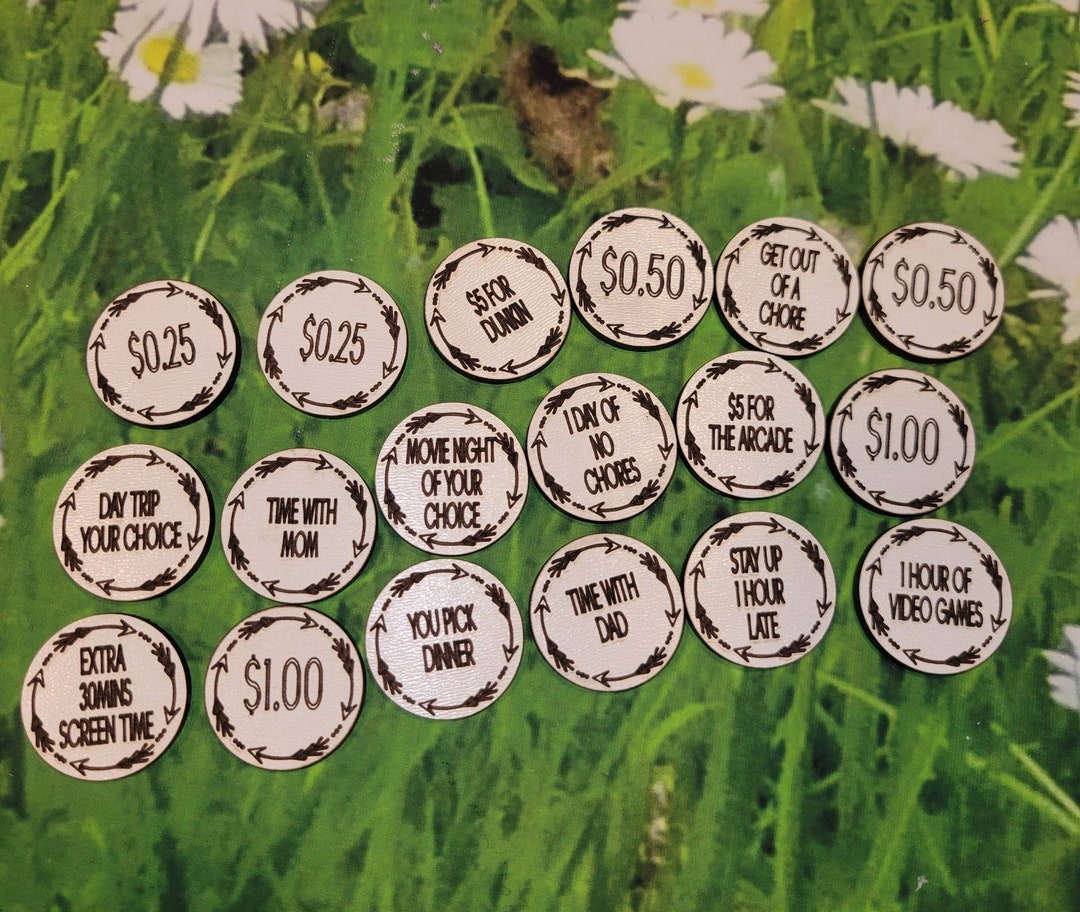 Set of 18 Child's Incentive Tokens | Laser Engraved | Kid Incentive ...