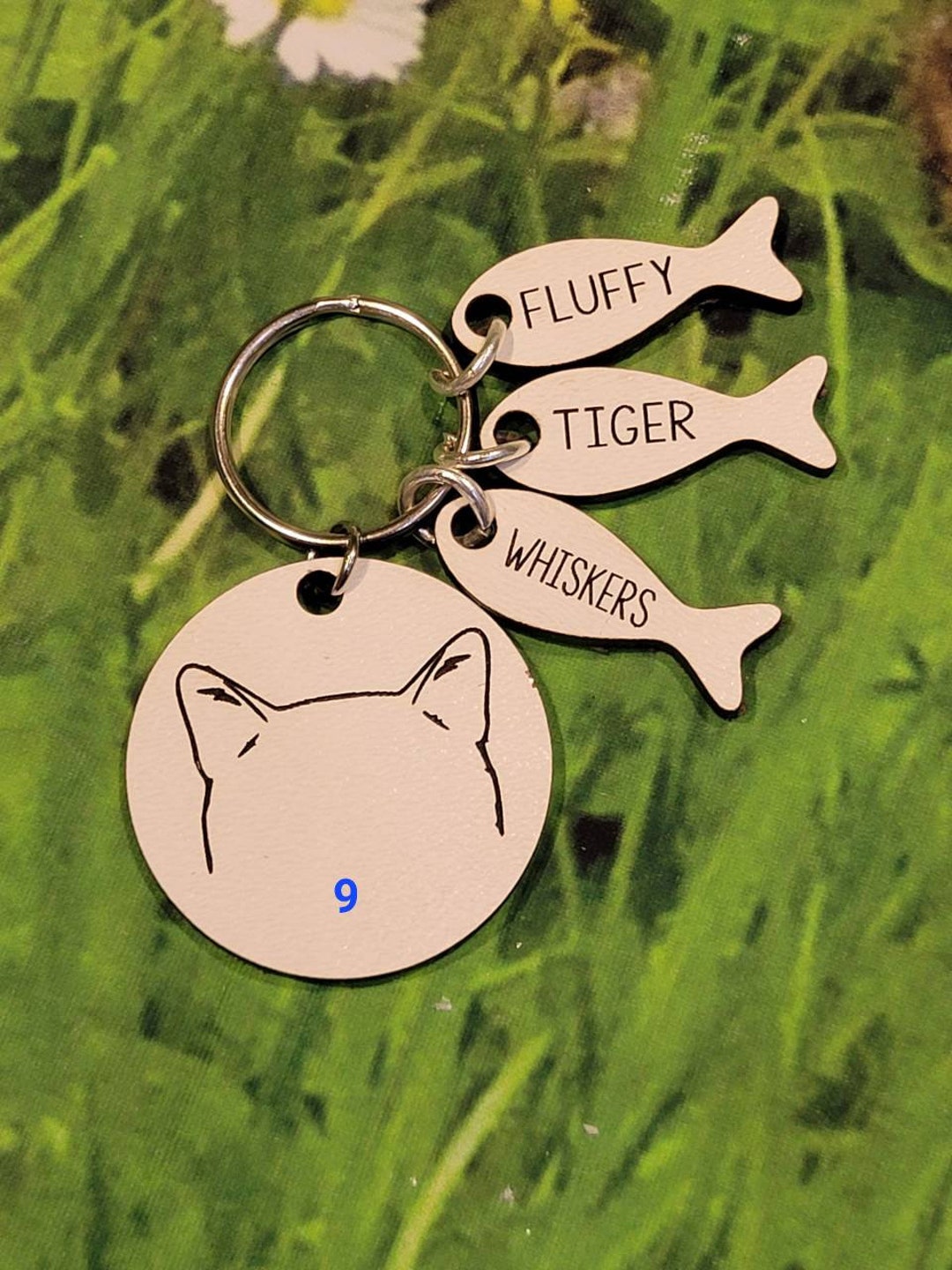 Adorable Cat Ear Outline Keychain | Round Laser Engraved Cat Lovers ...