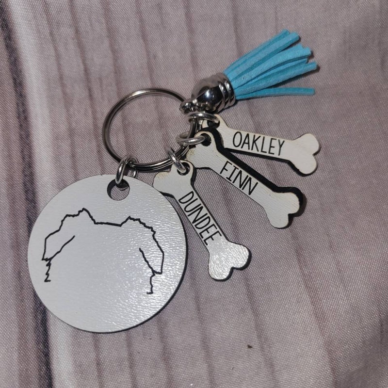 Custom Bone Dog Name Keychain - Etsy