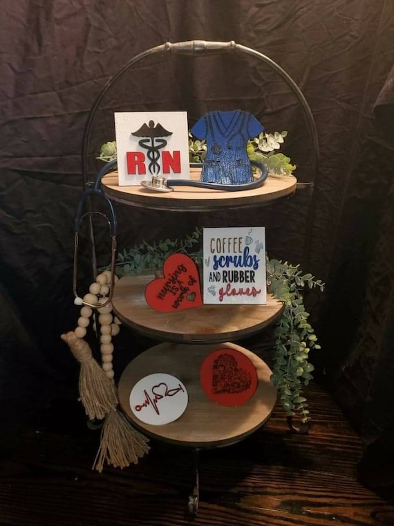 Nurse Tiered Tray RN Tiered Tray Signs 3D Wood Signs Home | Etsy