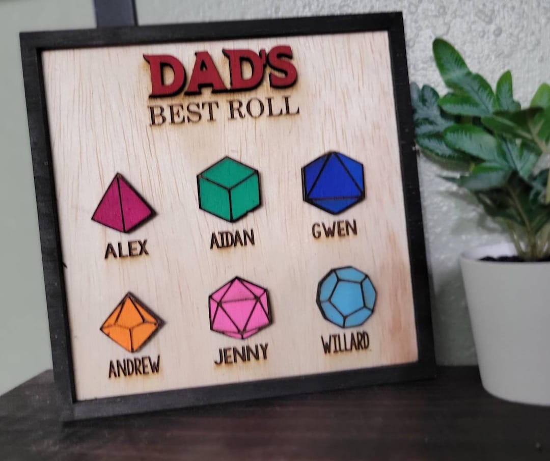 6" X 6" Dad's Best Roll | Nerdy Father's Day Gift | D&D | Dungeons and ...