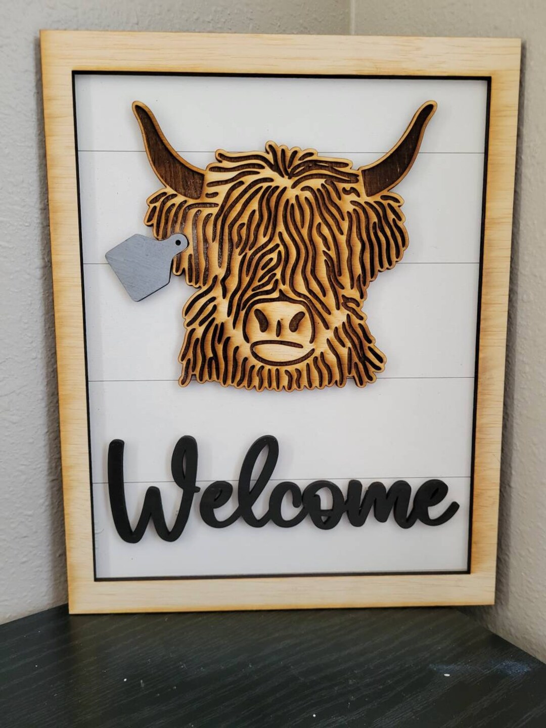 Farmhouse Highland Cow Interchangeable Ear Tag Home Decor - Etsy