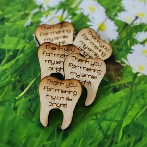 Dentist Thank You Wooden Teeth Tokens | Dentist and Dental Hygienist ...