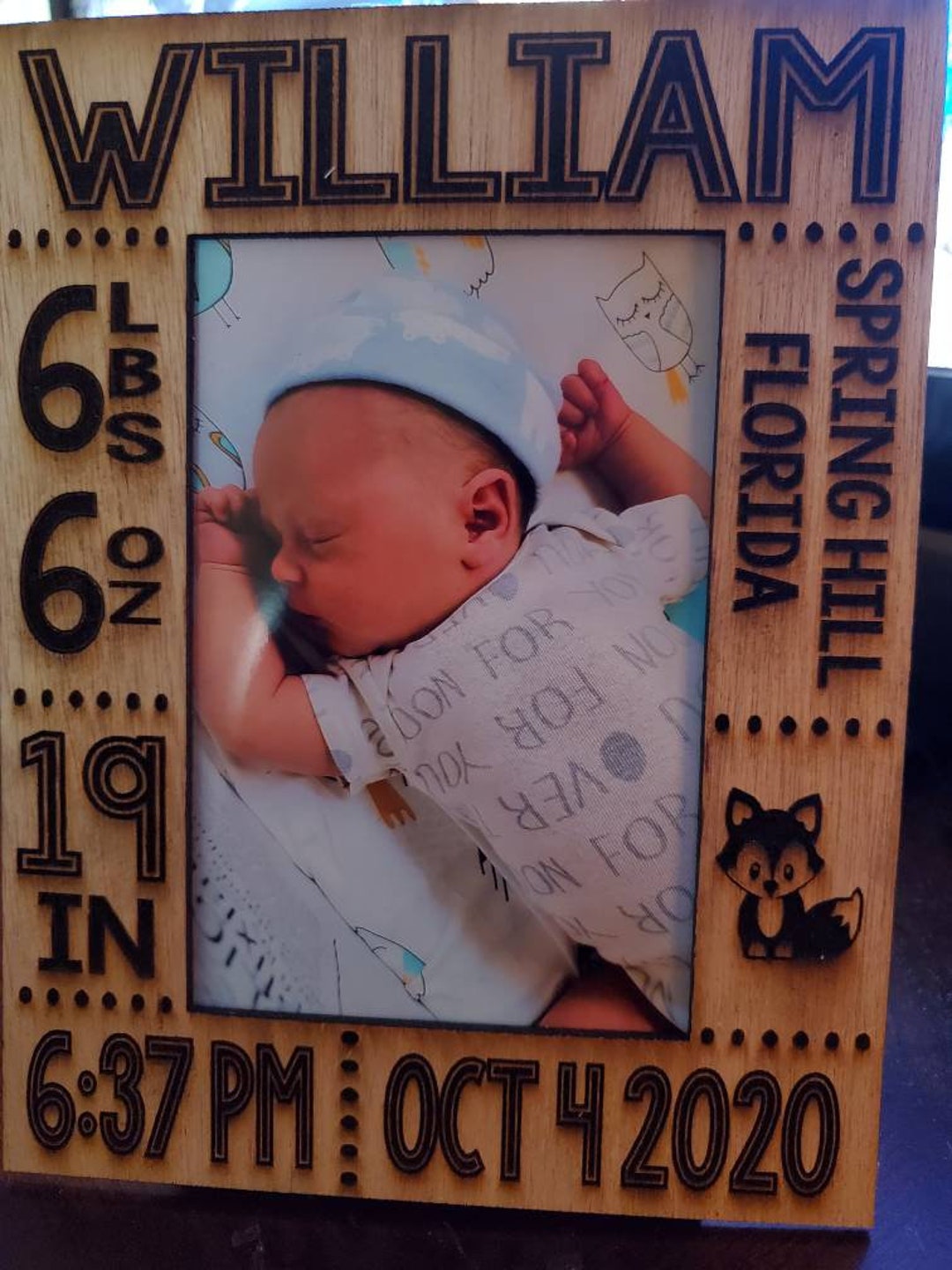 Baby | Newborn Birth Stats Announcement Custom Made Wood Photo Frame ...