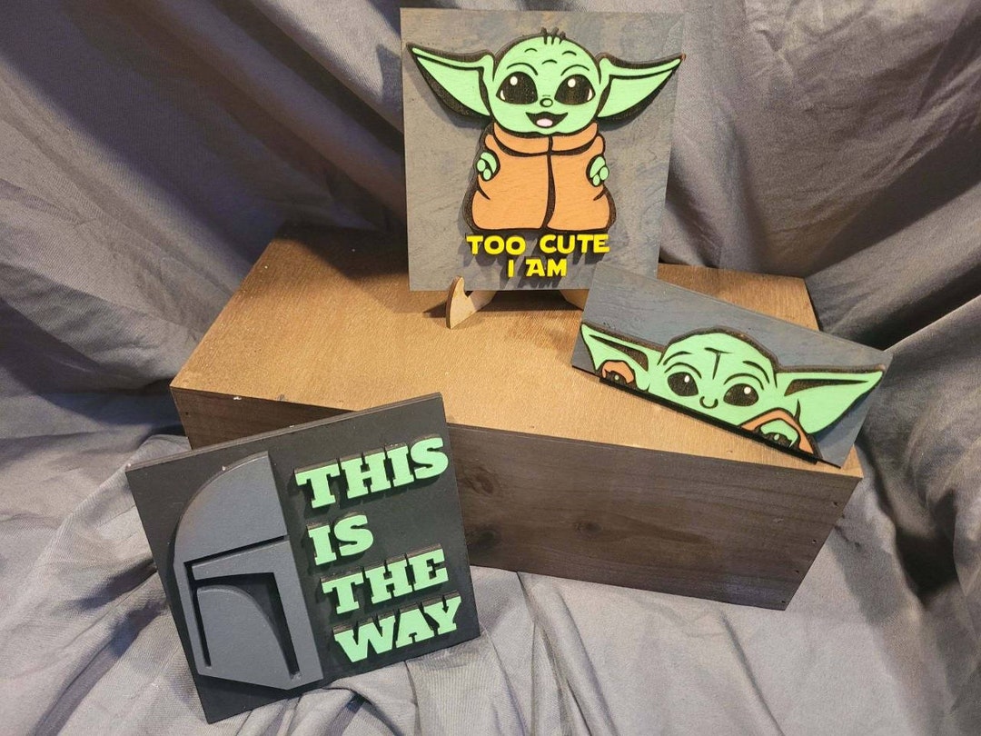 GREEN Jedi YODI Star CHILD Tiered Tray Signs | Wooden Home Decor | Too ...