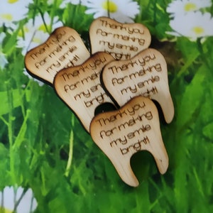 Dentist Thank You Wooden Teeth Tokens | Dentist and Dental Hygienist ...