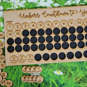 Wooden Baby Weekly Monthly Tracker | 15" X 8" | Family Countdown ...
