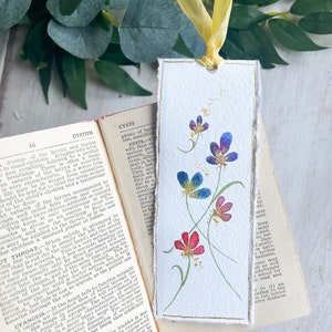 Flower Bookmark | Watercolour Bookmark | Handmade | Hand-painted | Gift ...