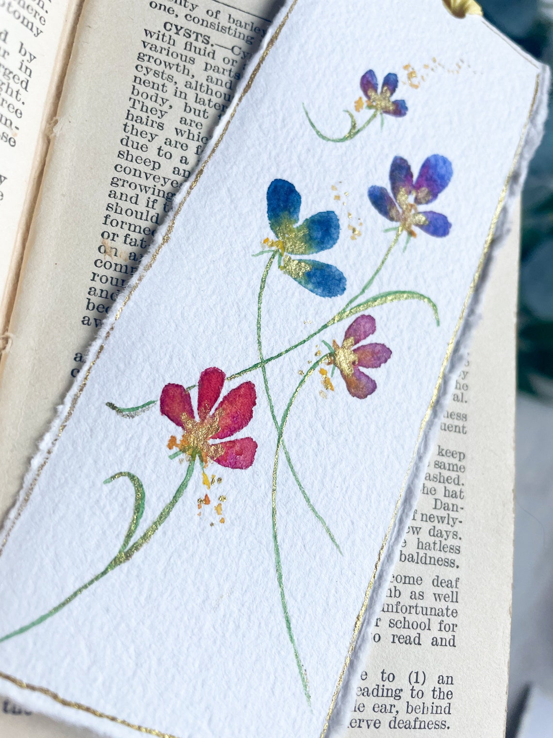 Flower Bookmark | Watercolour Bookmark | Handmade | Hand-painted | Gift ...