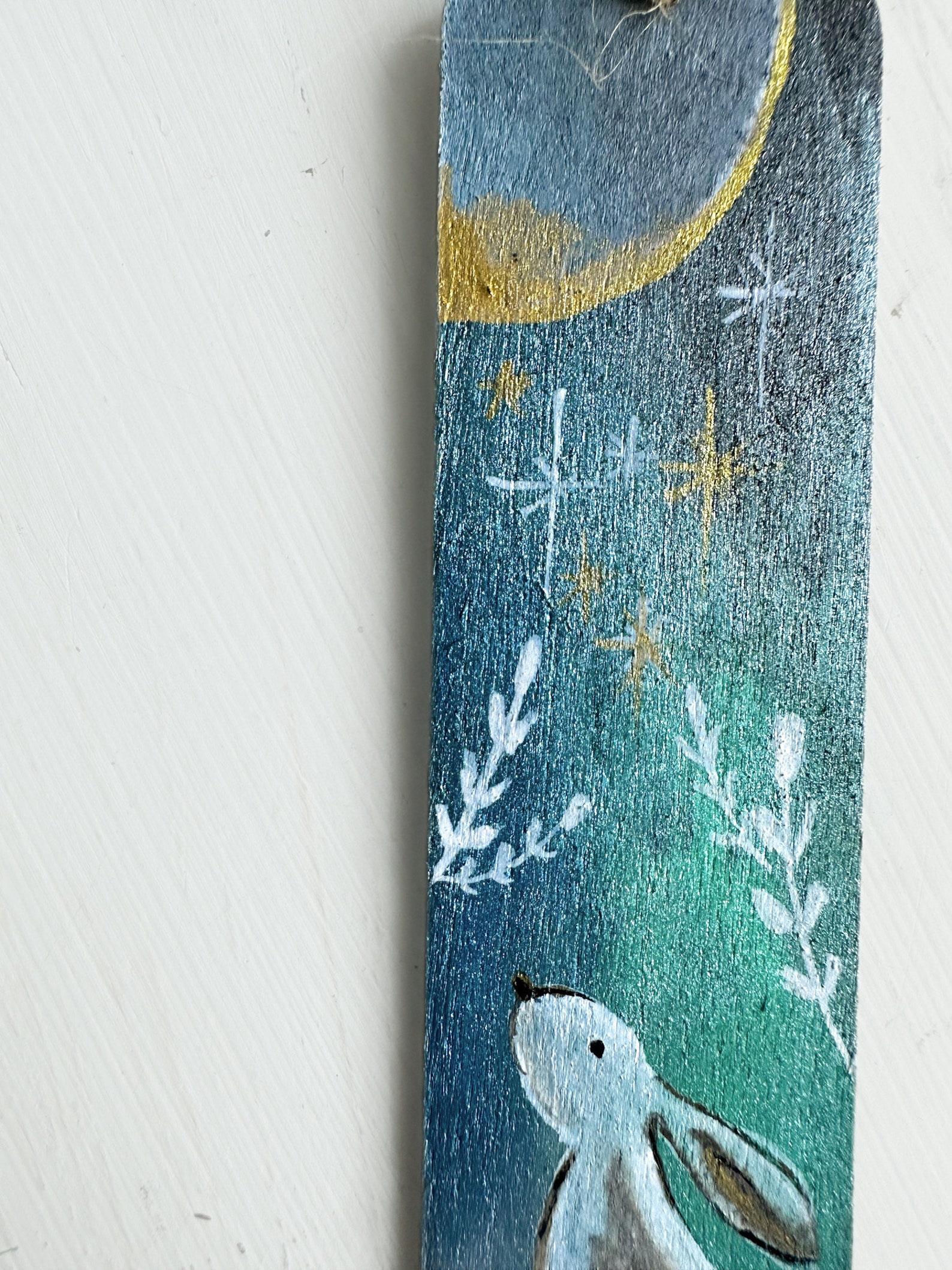 Hare Wooden Bookmark | Moon Gazing Hare | | Painted Bookmark | Woodland ...