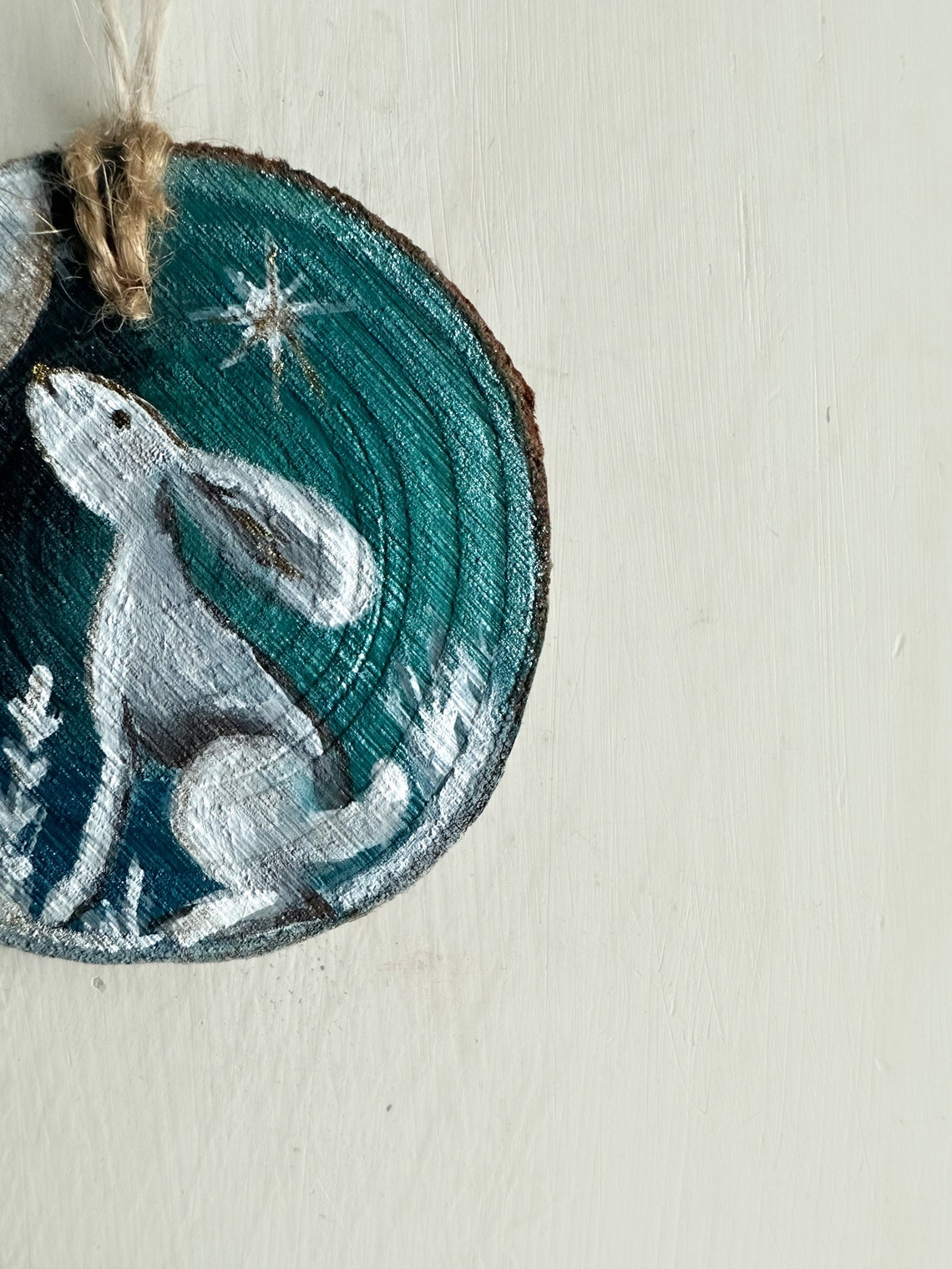 Hare Wood Slice | Hare Ornament | Moon Gazing Hare | Autumn Decoration ...