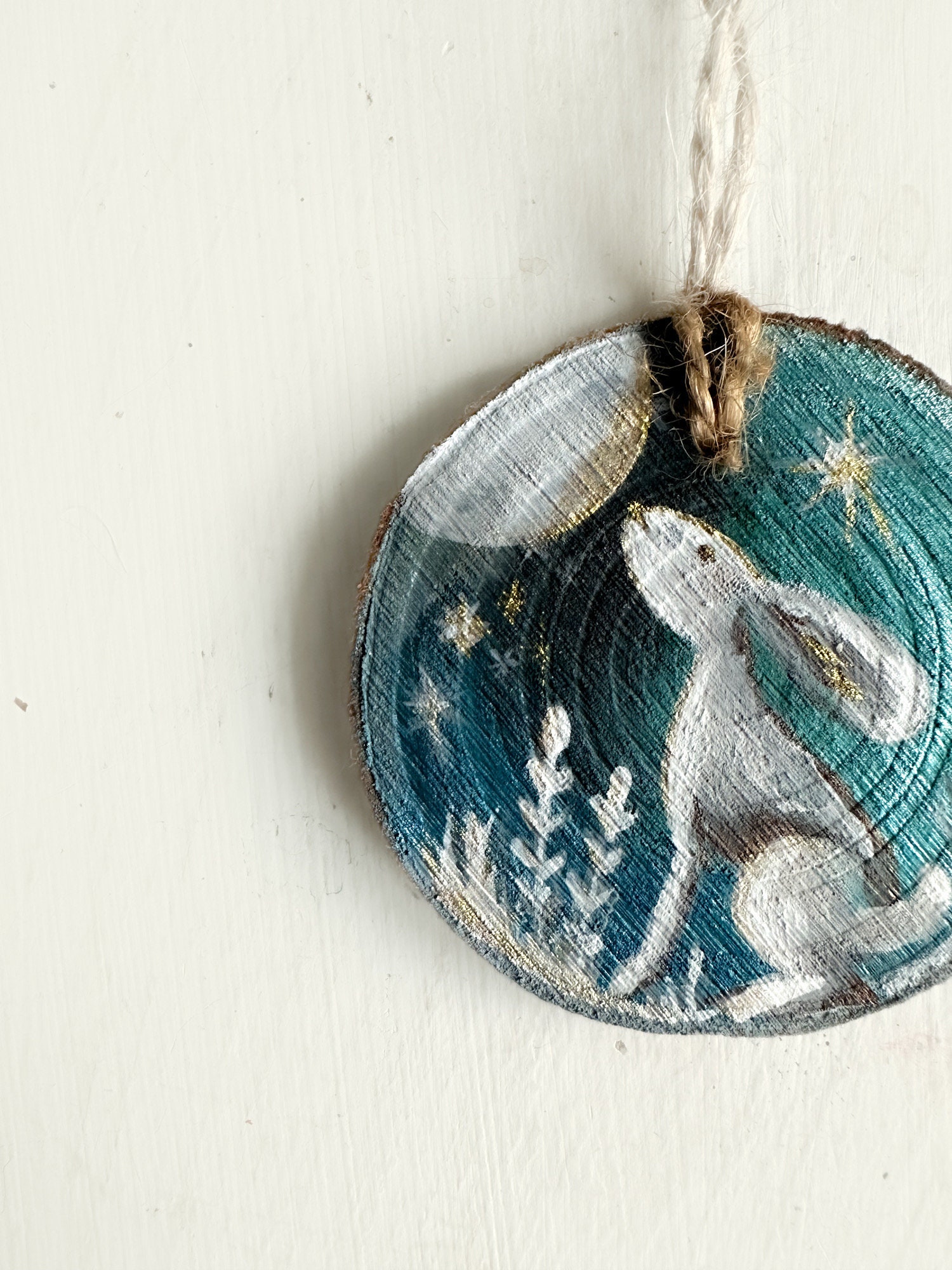 Hare Wood Slice | Hare Ornament | Moon Gazing Hare | Autumn Decoration ...