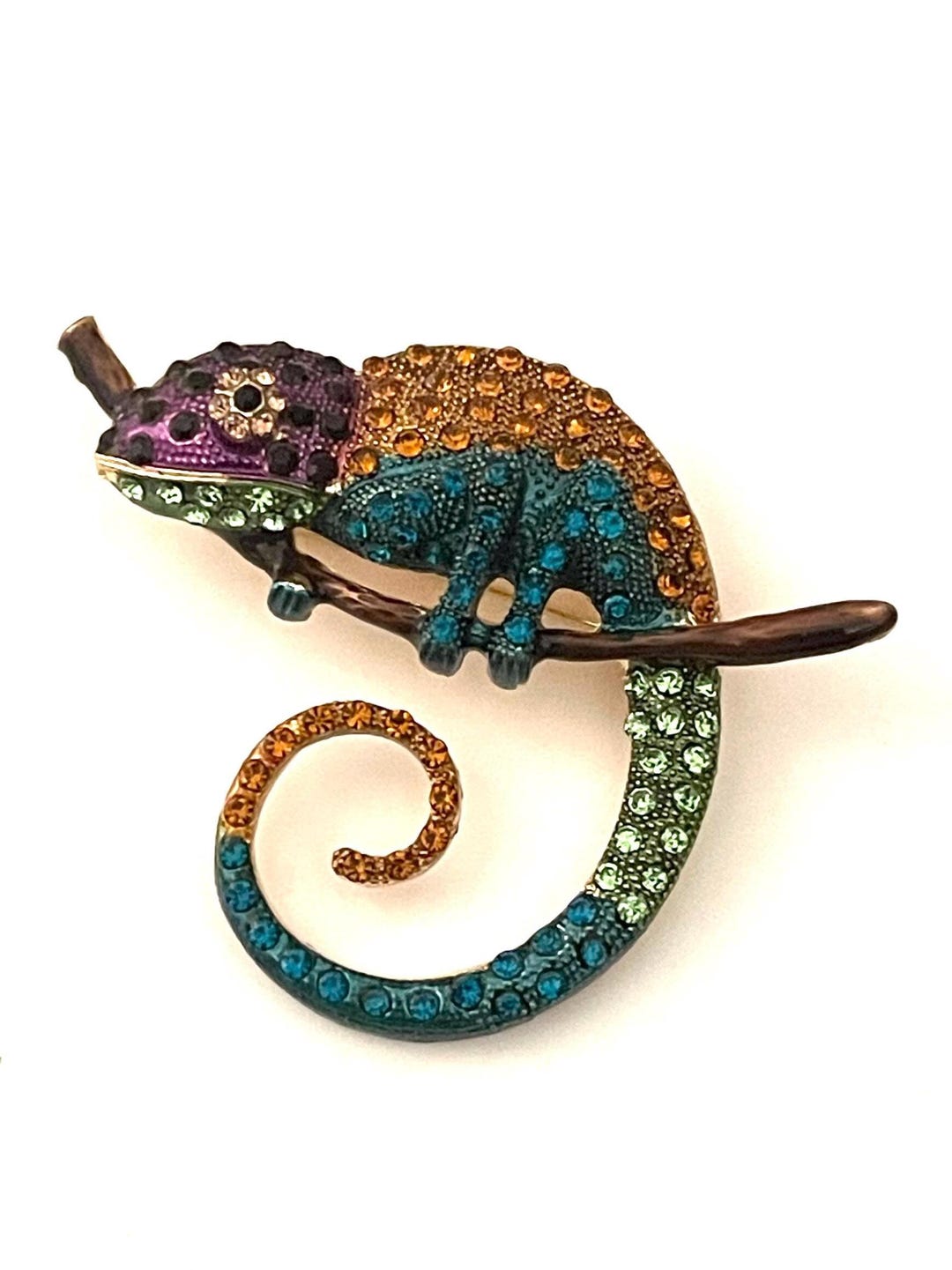 Colorful Gecko Salamander Rhinestone Brooch Pin BX74 - Etsy