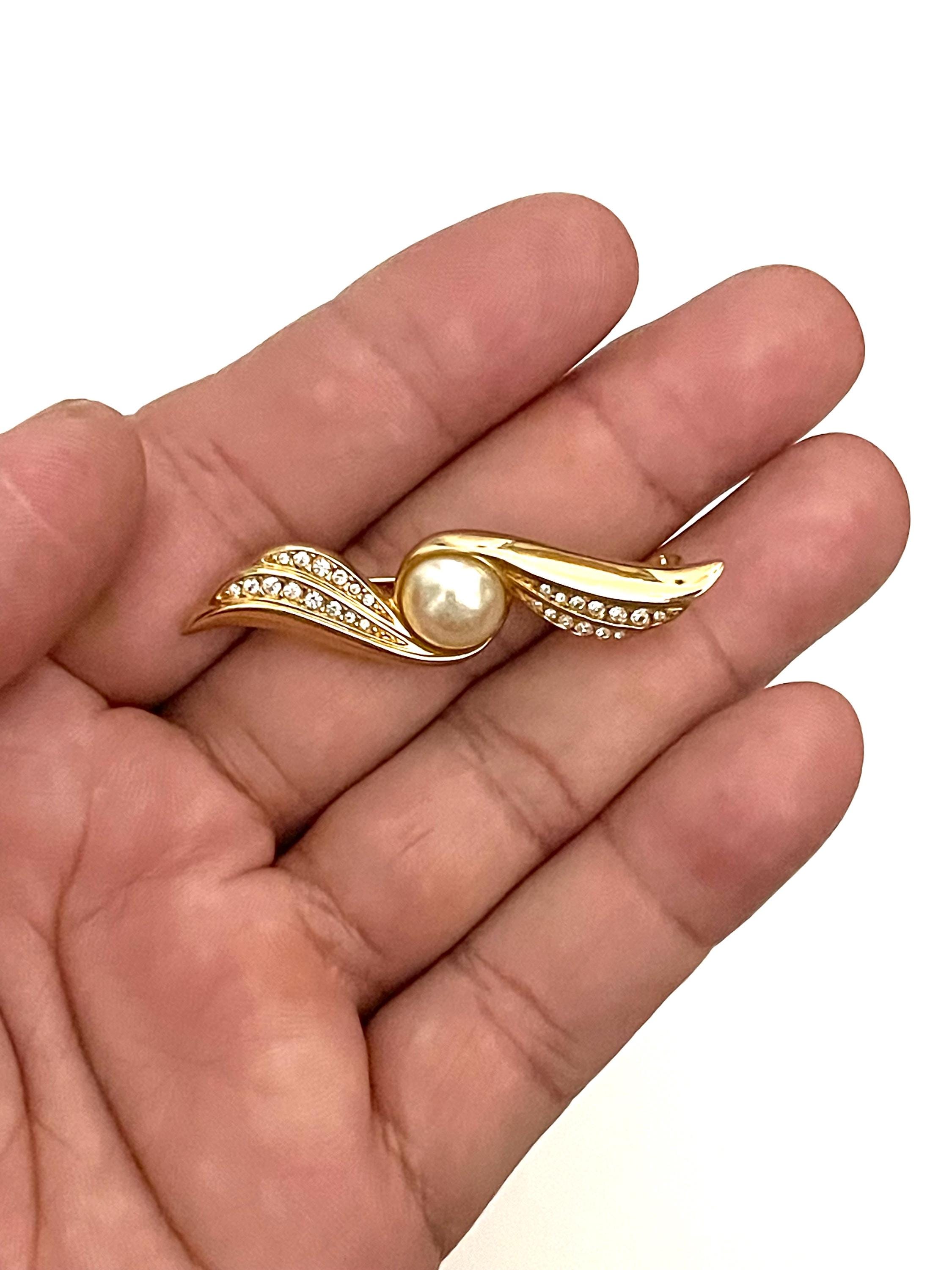 Vintage Horizontal Swirl Faux Pearl Brooch Pin BX76 - Etsy