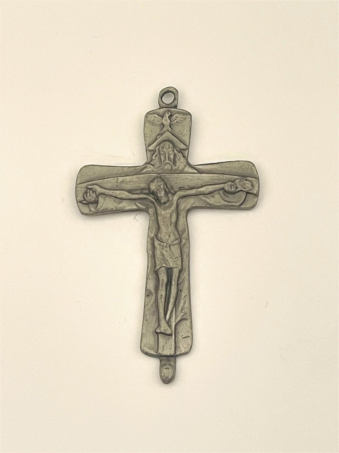 Vintage Large Matte Silver Cross Jesus Christ Pedant - Catholic Pendant ...