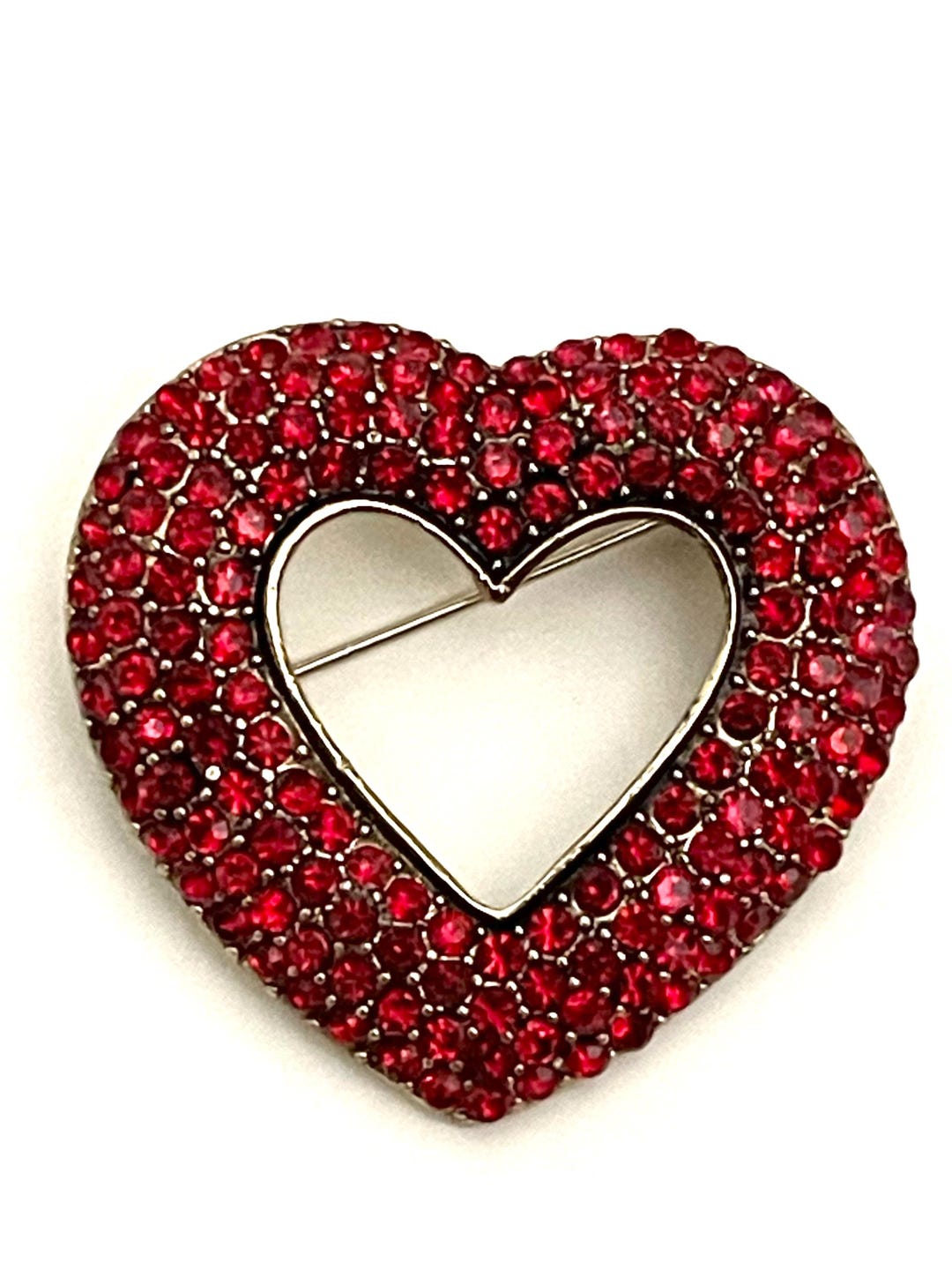 Red Heart Rhinestone Gold Tone Brooch Pin Jewelry DE63 - Etsy