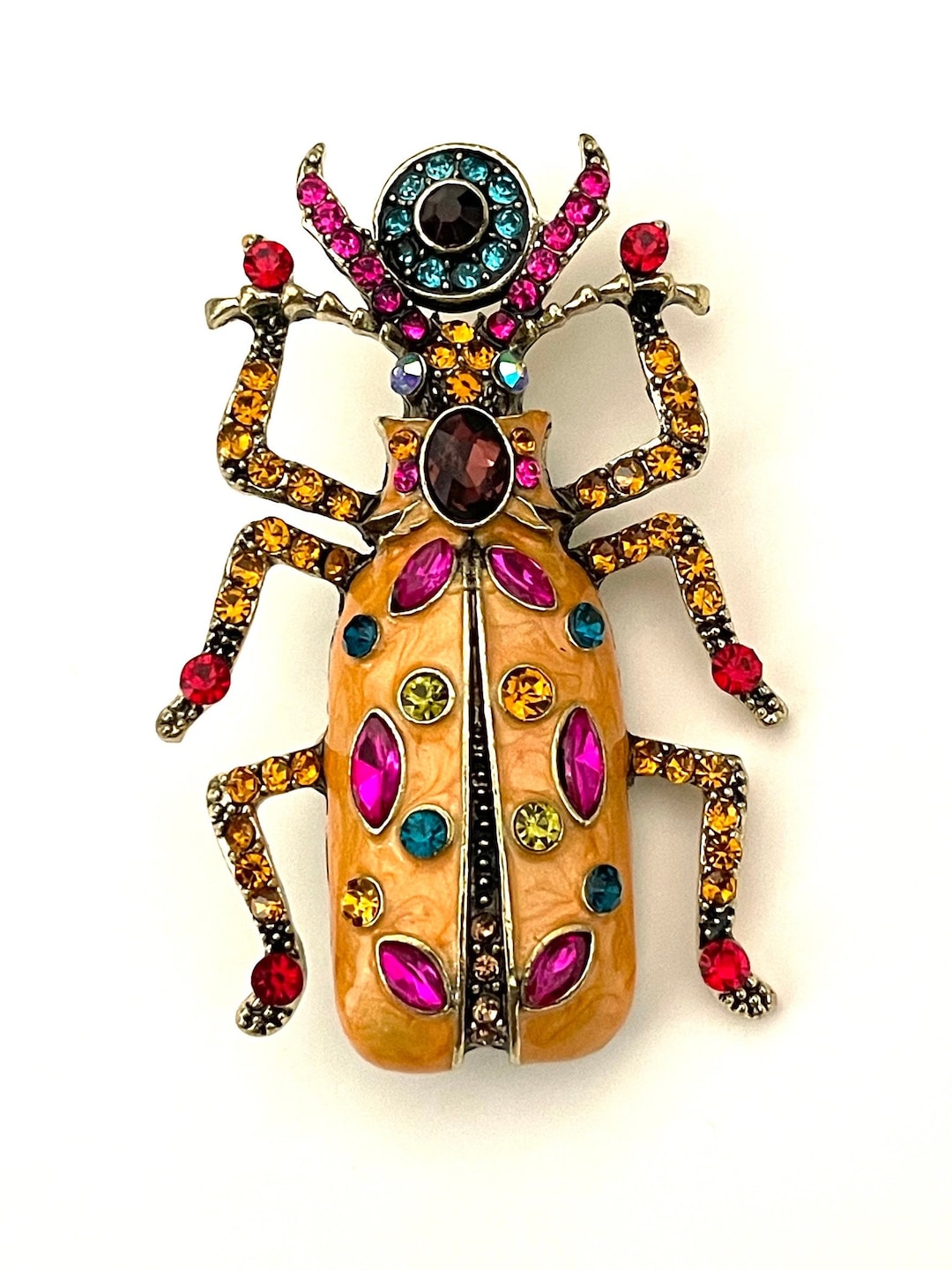 Oversized Colorful Rhinestone Beetle Bug Brooch Pin Jewelry BX63 - Etsy