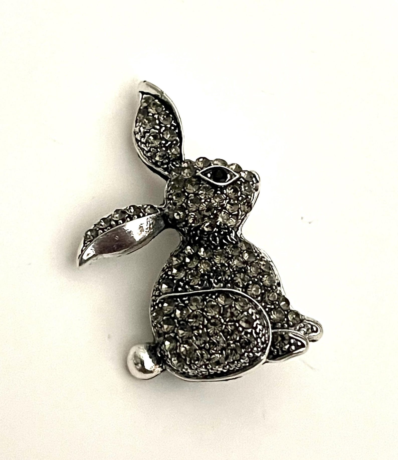 Bunny Rabbit Claer Rhinestone Silver Tone Brooch Pin BX76 - Etsy