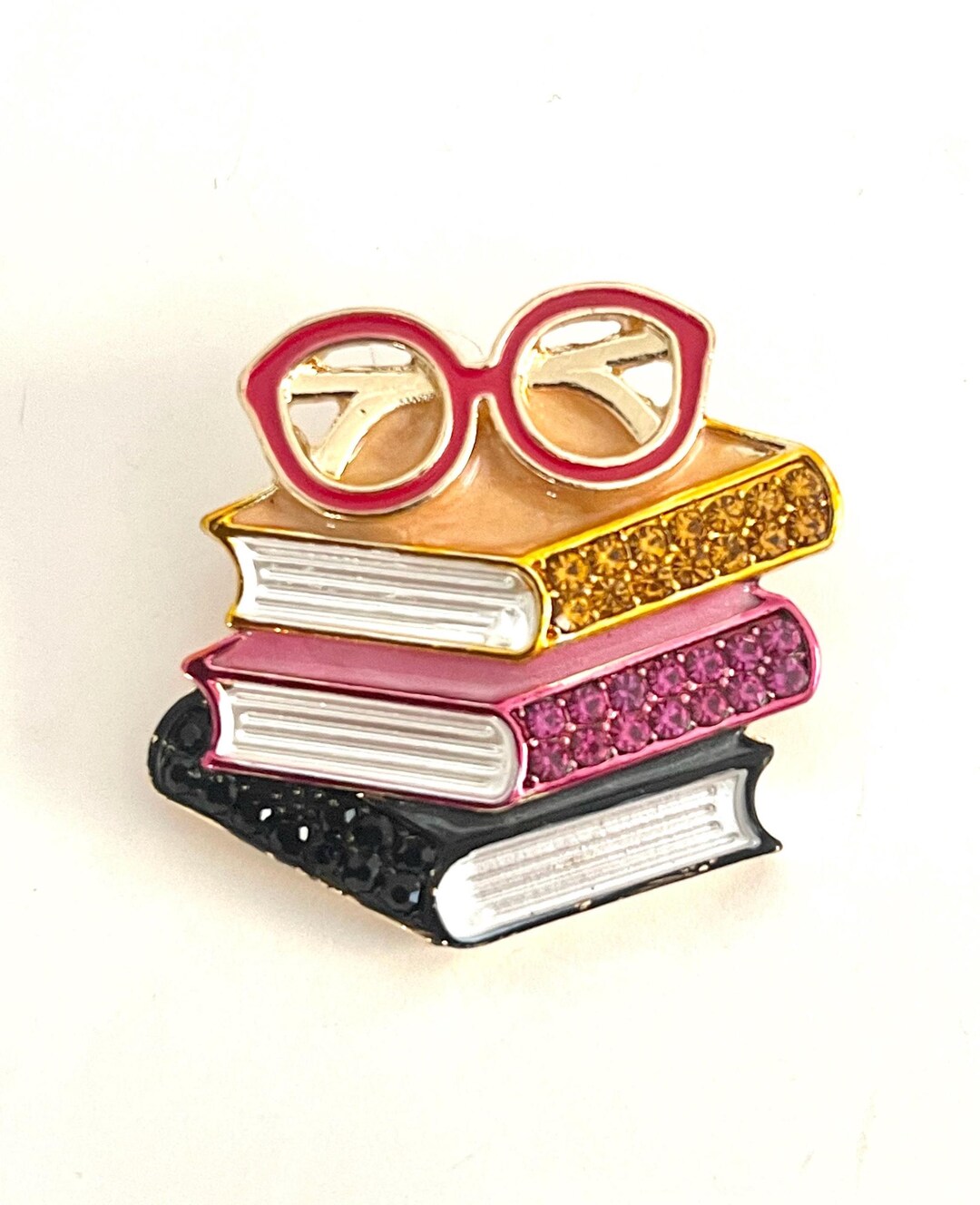Books and Eye Glass Enamel Rhinestone Brooch Pin and Pendant WQ64 - Etsy