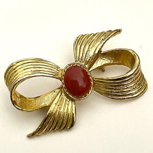 Ribbon Gold Tone With Cabochon Stone Brooch Pin BX76 - Etsy
