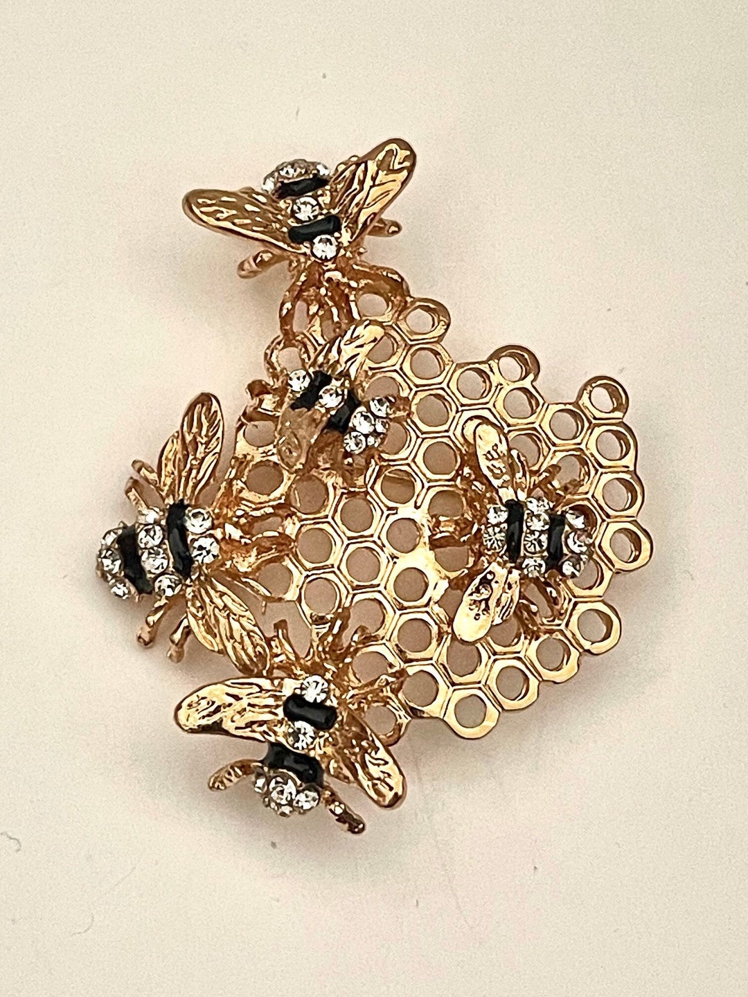 Beehive and Bees Gold Tone Brooch Pin BX75 - Etsy