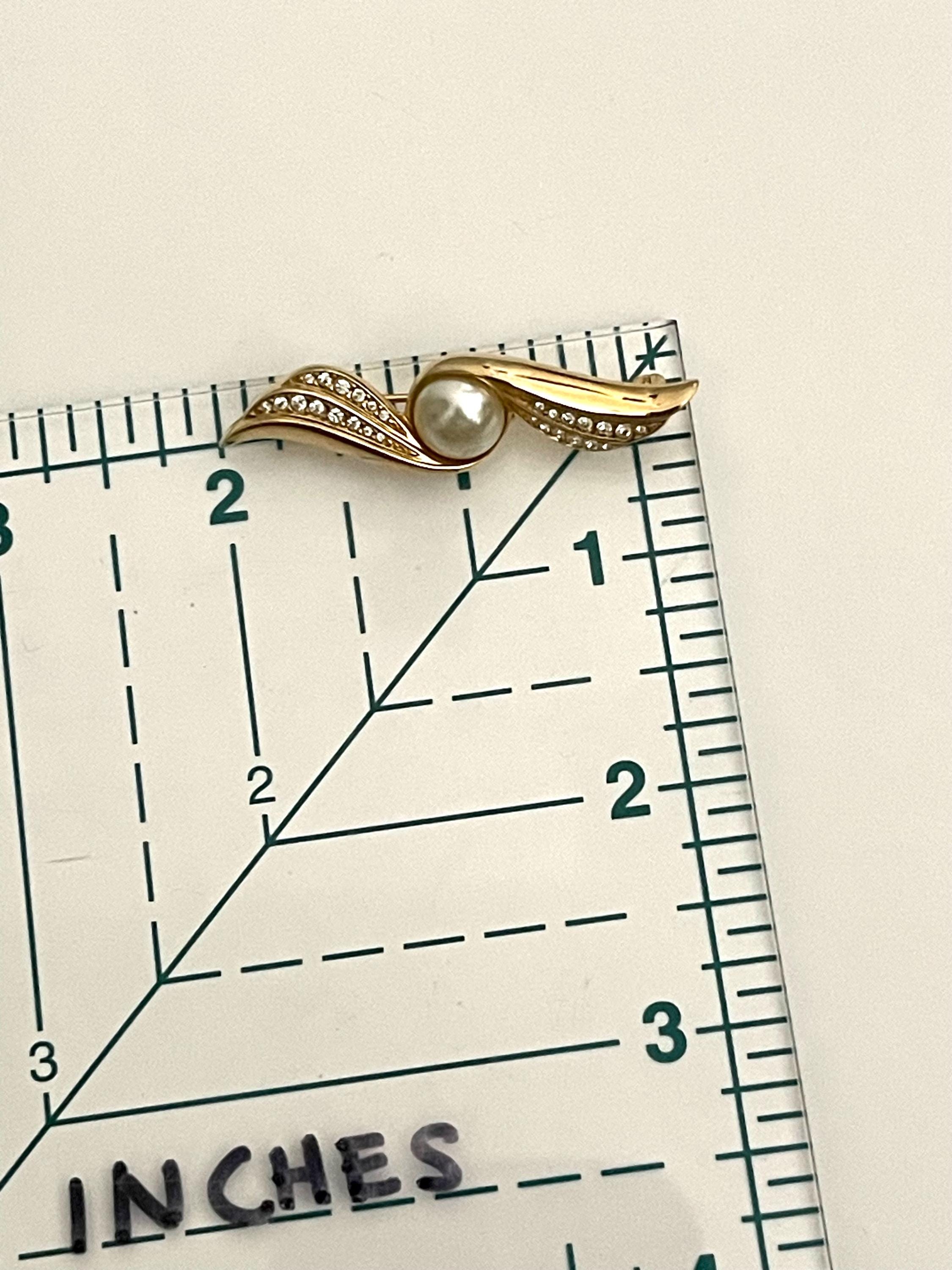 Vintage Horizontal Swirl Faux Pearl Brooch Pin BX76 - Etsy
