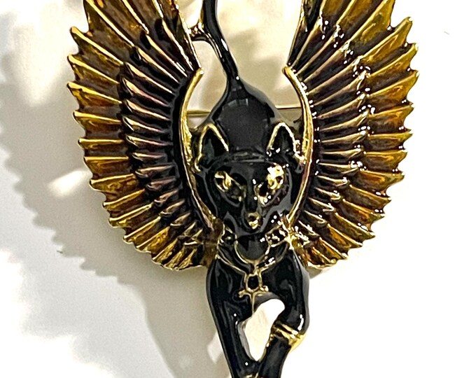 Black Wing Cat Brooch Pin FE11 - Etsy